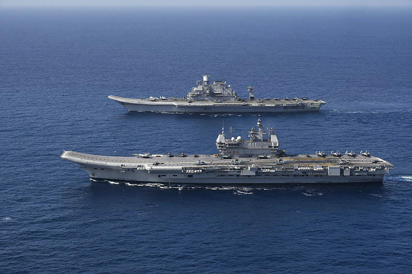 Indian Navy conducts twin-carrier exercise in vaunted ‘power projection ...