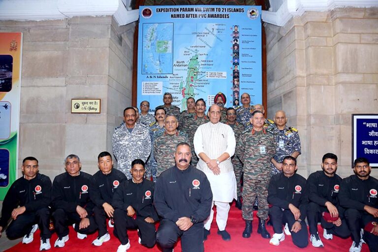 Defence Minister flags-in first-of-its-kind Open Water Swimming ...