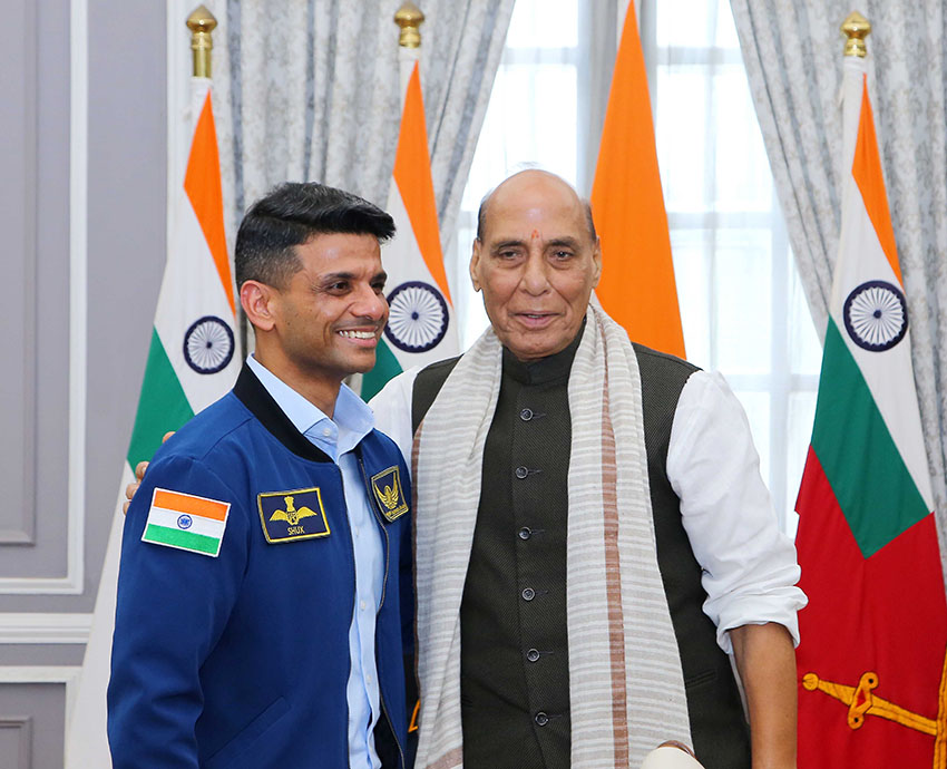 Defence Minister meets Gp Capt Shubhanshu Shukla, the first Indian ...